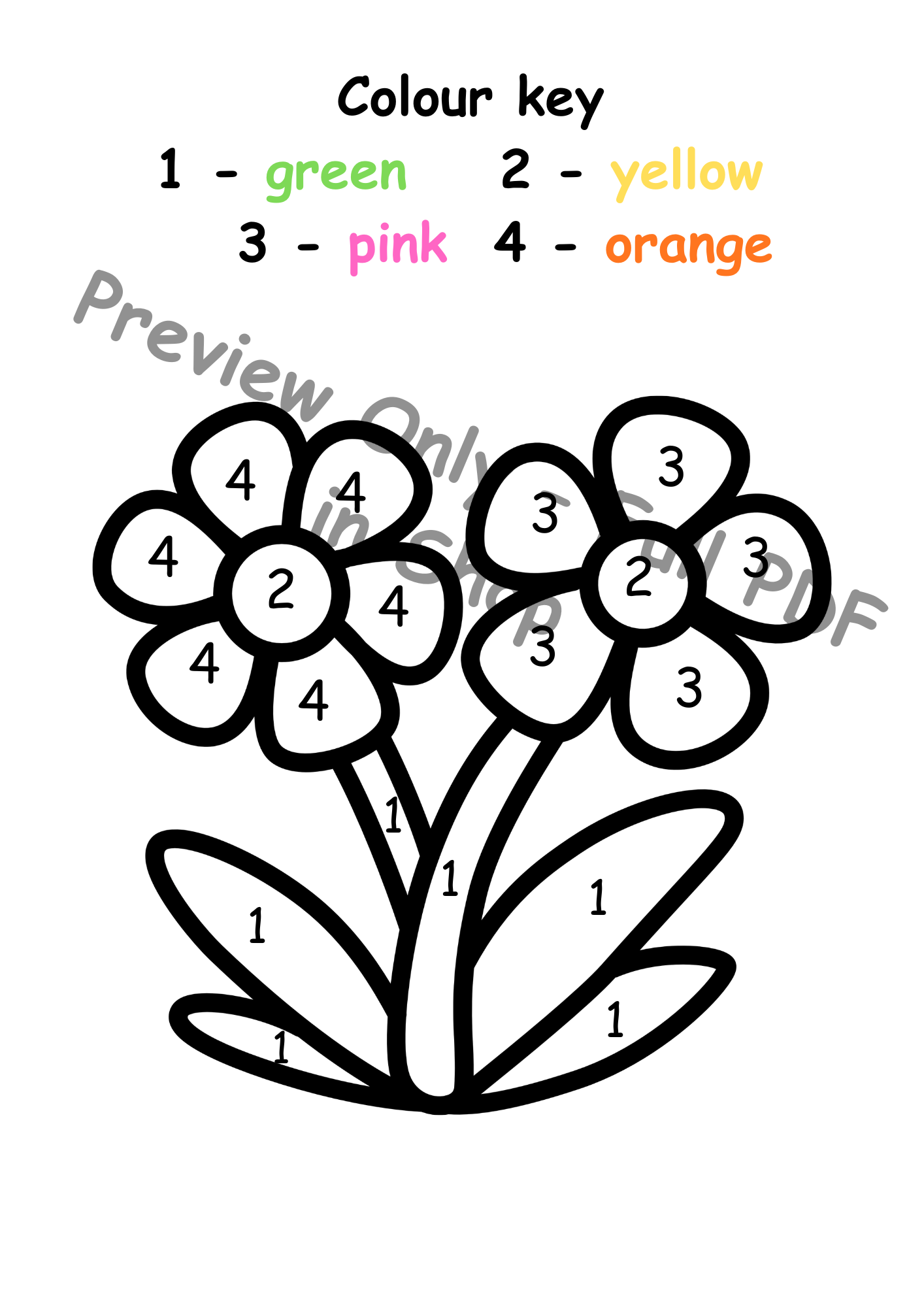 Spring Flowers Colour by Number Worksheet – Ages 3–5 | Printable ...