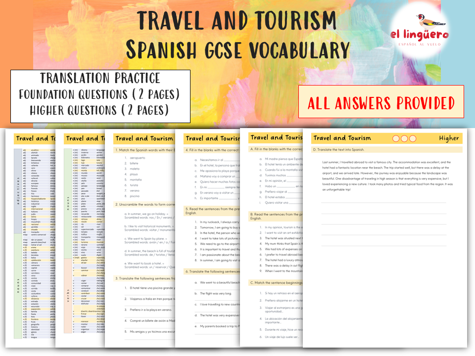 GCSE Spanish Revision: Travel and Tourism | Teaching Resources