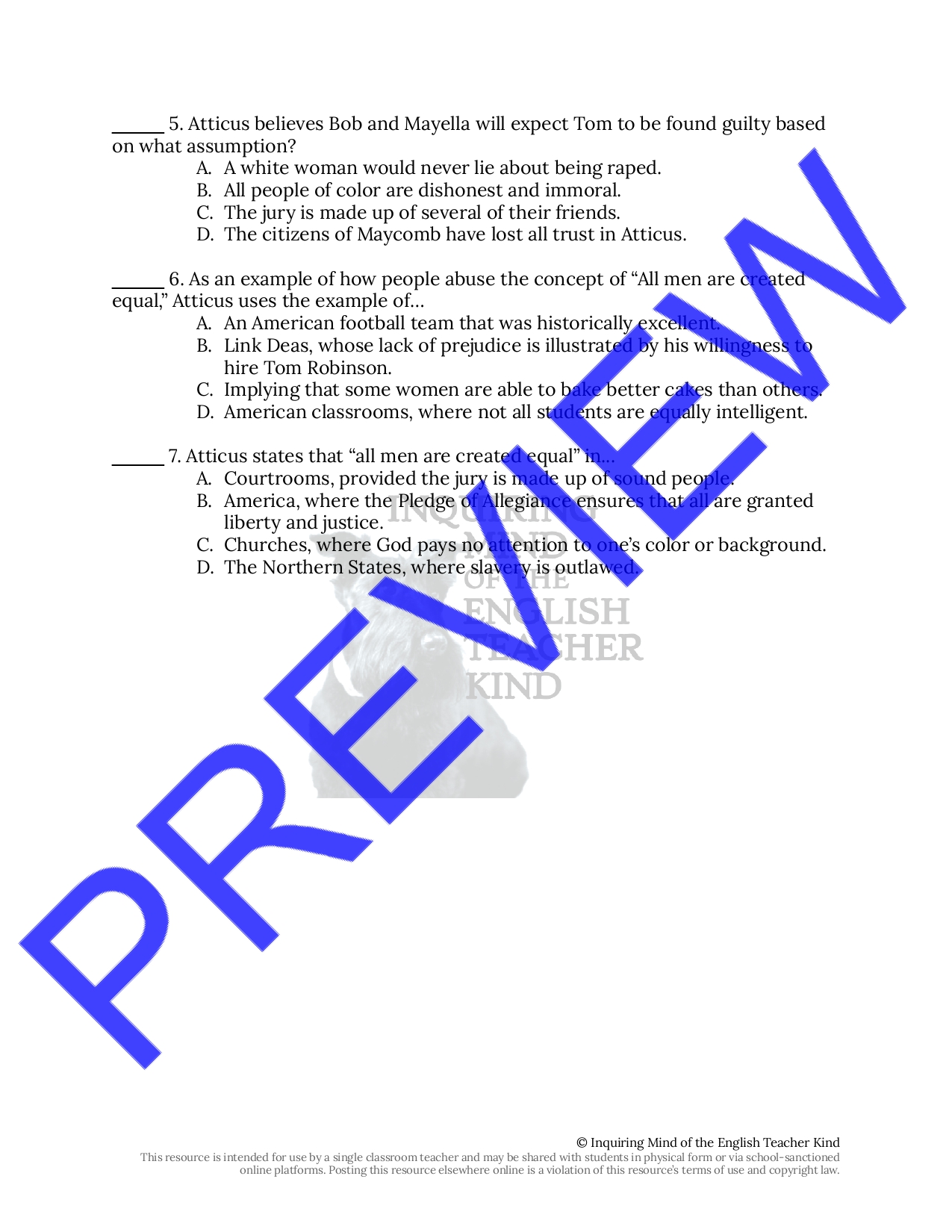 To Kill a Mockingbird Chapter 20 Close Reading Worksheet | Teaching ...