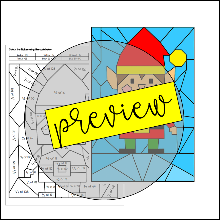 Christmas Fractions Colour-by-Answer Worksheet | KS2 Maths | Fraction ...