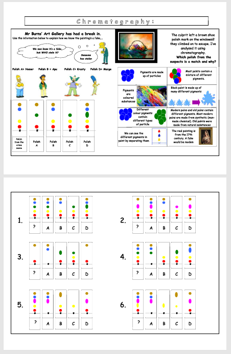 Year 7 - Particulate of nature L8 Chromatography (Worksheet) | Teaching ...