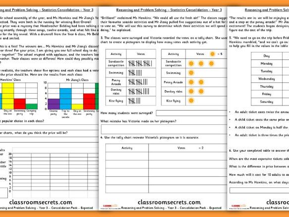 Statistics Maths Consolidation Year 3 Spring Block 3 Reasoning And Problem Solving Teaching