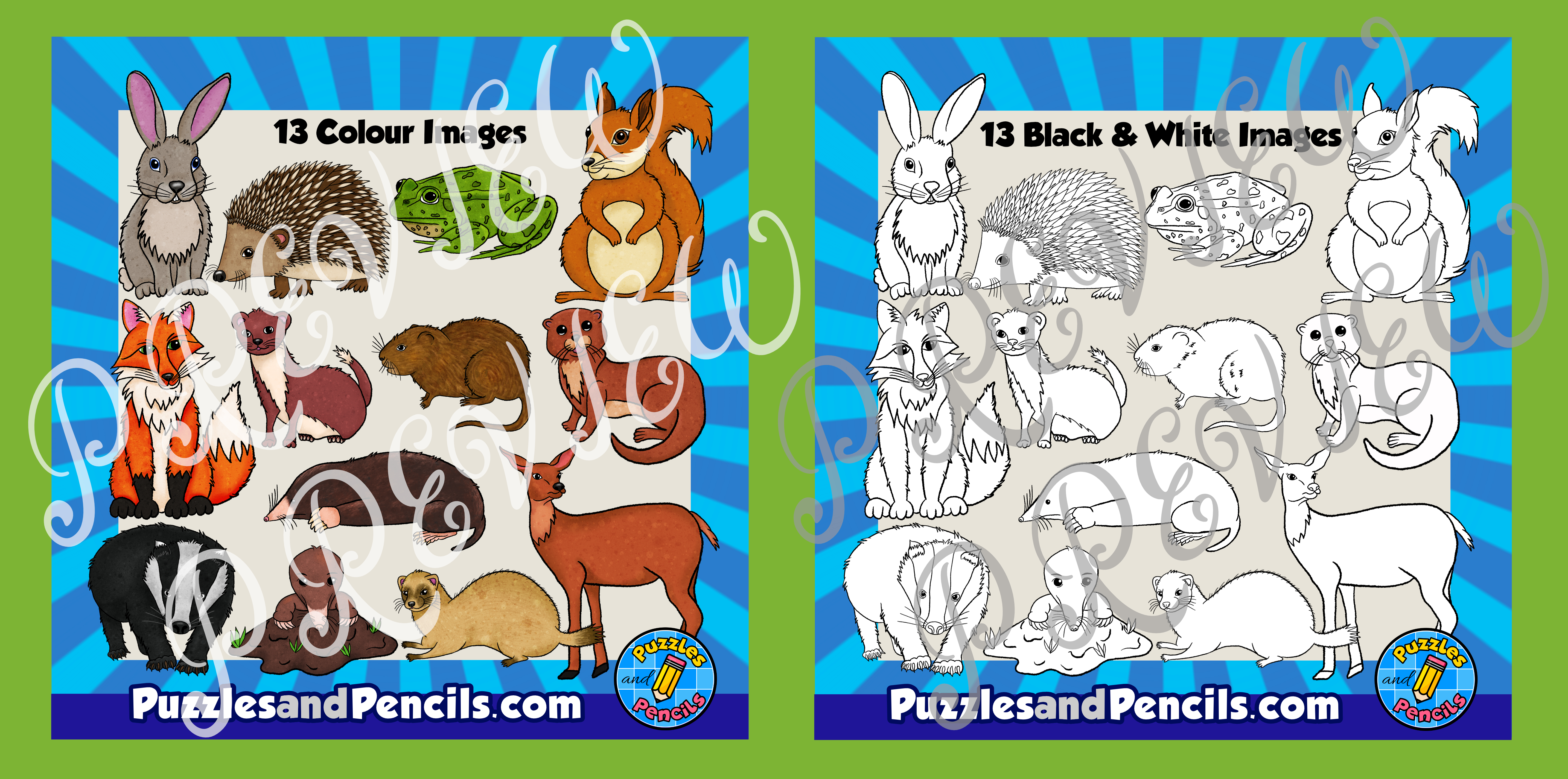 English Countryside Animals Clip Art | Colour and Black & White | 12 ...