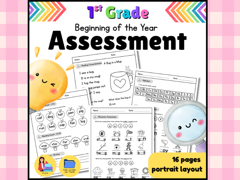Back to School Assessments for 1st Grade | Beginning of the Year Review ...