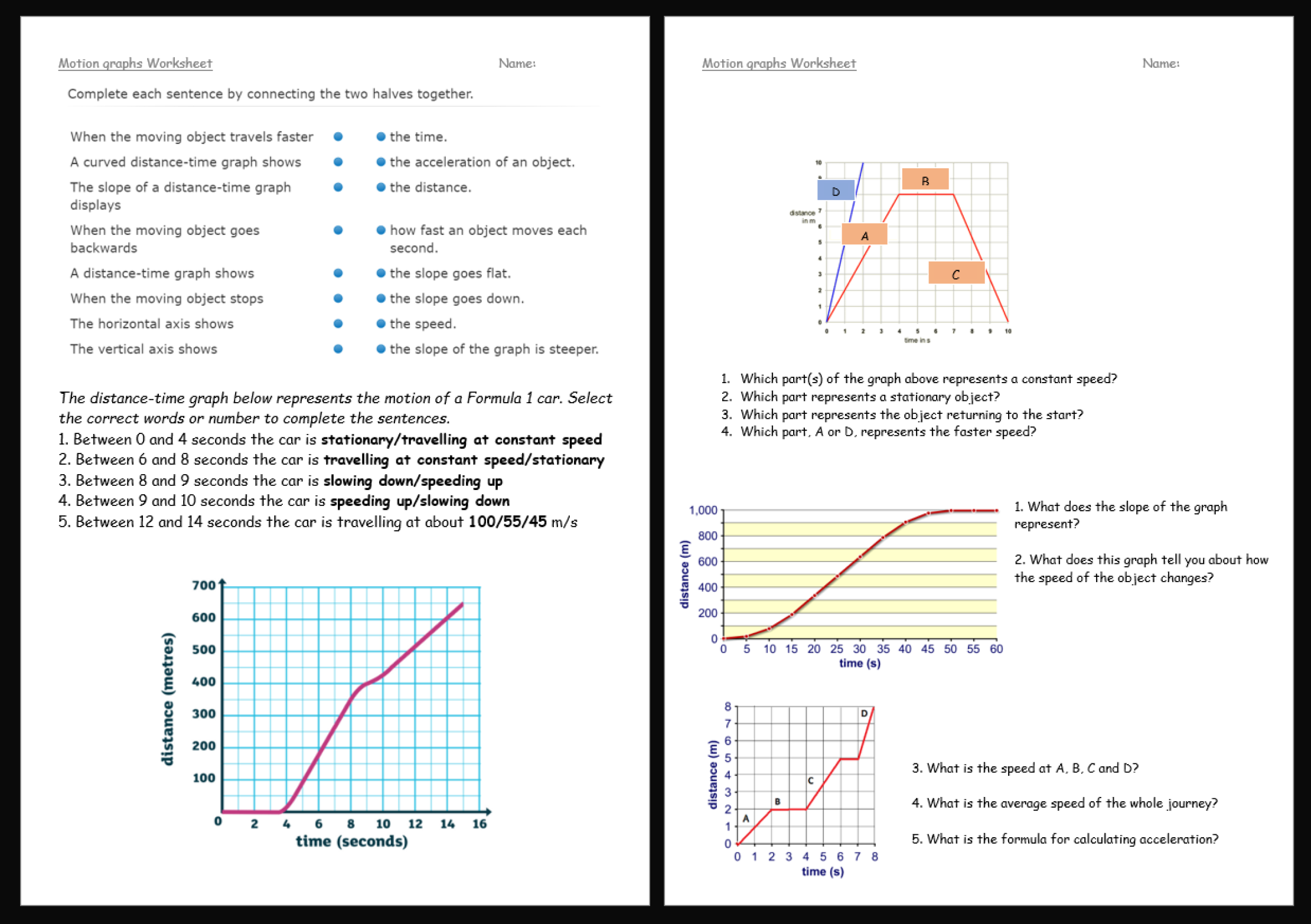 Distance time Graphs KS3 Activate Science Teaching Resources Distance time Graphs KS3 Activate Science Teaching Resources