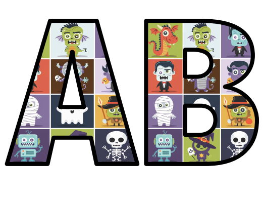 Halloween 2025 Scary Monsters Fancy Dress Lettering Set Display Title ...