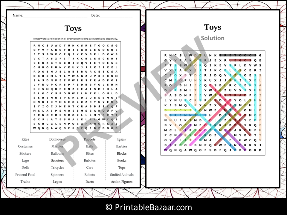 Toys Word Search Puzzle Worksheet Activity | Teaching Resources Toys Word Search Puzzle Worksheet Activity | Teaching Resources
