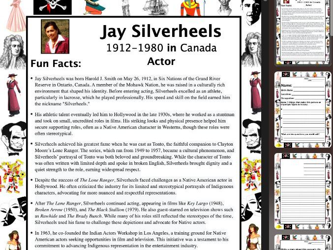 Jay Silverheels PACKET & ACTIVITIES, Important Historical Figures ...