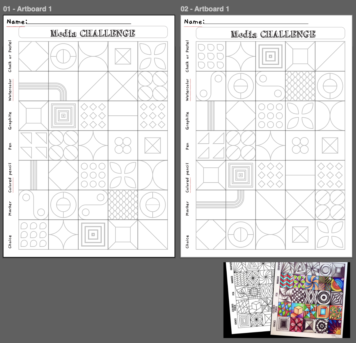 Media Challenge Art Worksheet | Drawing Media Exploration Activity ...