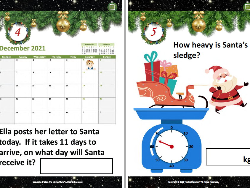 Alternative MATHS Advent Calendar 2021 Year 1 To Year 2 Teaching 