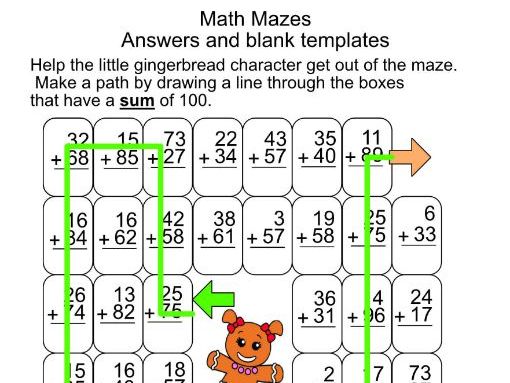 Addition Maze Sum To 100 Teaching Resources