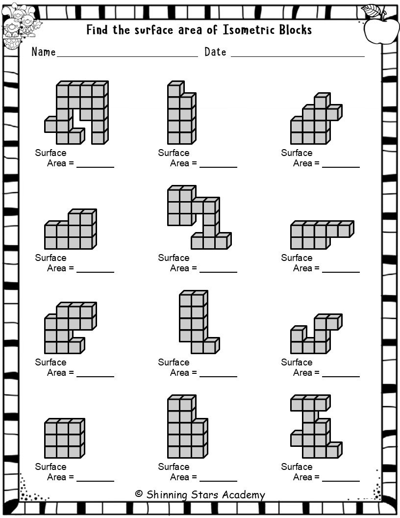 Find the Area of Isometric Blocks – Worksheets & Practice Activities | Teaching Resources