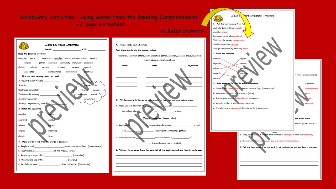 AnzacDayActivityPack-MiddletoUpperPrimary | Teaching Resources