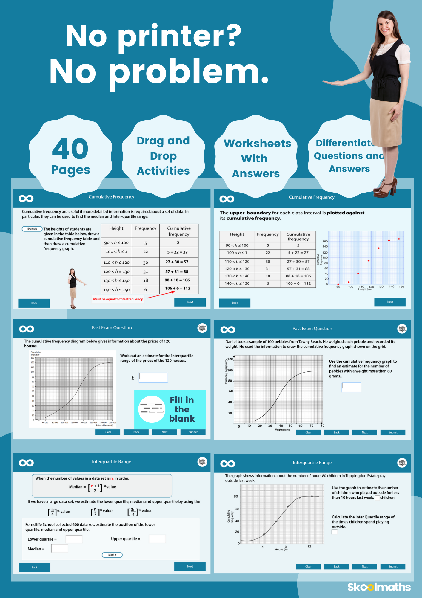 Cumulative Frequency - GCSE (1-9) Interactive Digital Maths Lesson ...