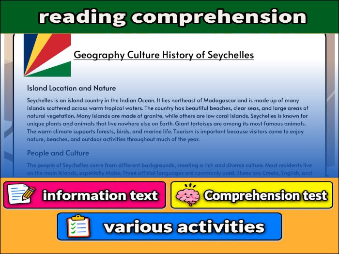 Geography Culture History of Seychelles- Reading Comprehension ...