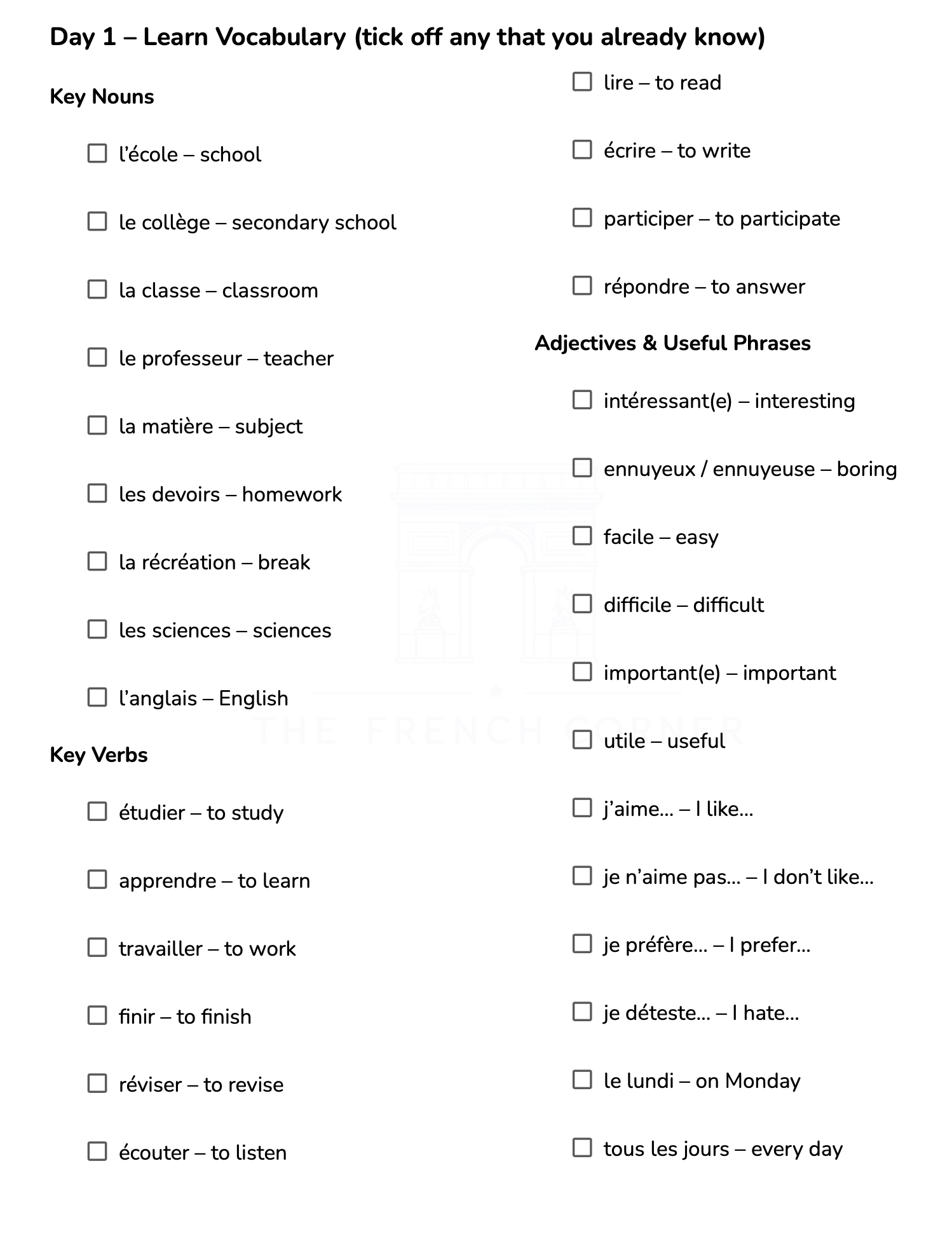 2026 AQA GCSE French F 7-Day Revision 1.3 | Teaching Resources