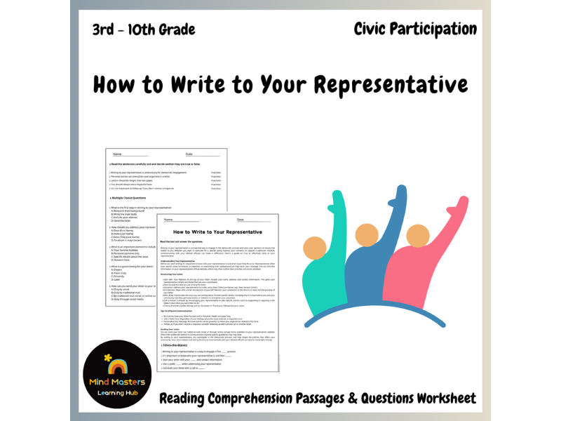 Civic Participation Reading Comprehension Passages & Questions ...