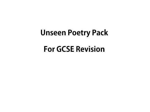 Unseen Poetry Pack of 5 Poems | Teaching Resources