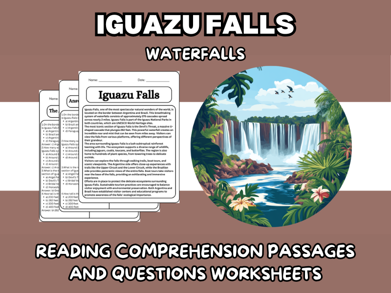 Iguazú Falls - Waterfalls Reading Comprehension Passages and Questions ...