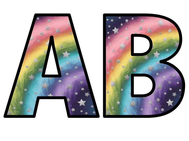 Glitter Stars Shiny Colors Vibrant Bright Lettering Set Instant Display ...