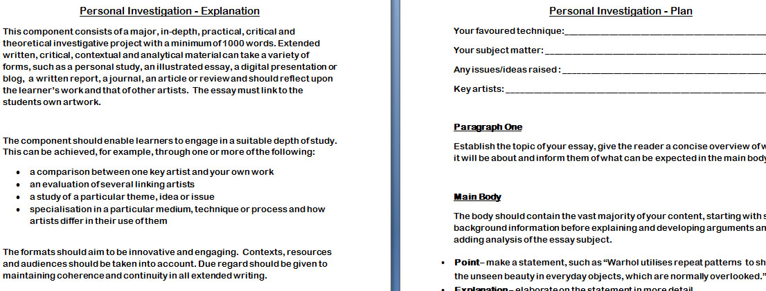 A Level Personal Investigation Explanation and Plan | Teaching Resources