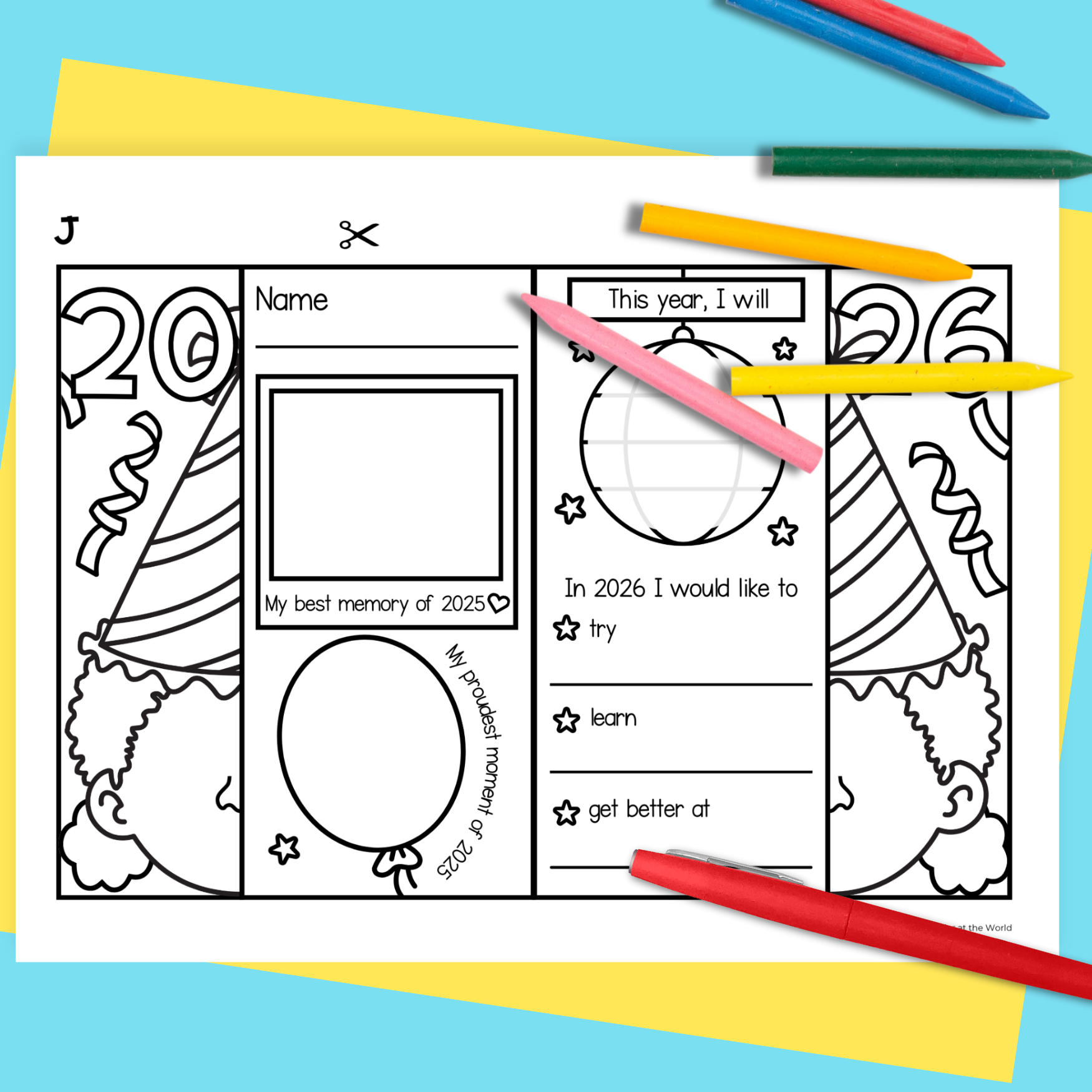 New Year self portrait foldout writing activity KS1 reflection and ...