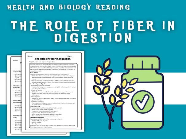 The Role of Fiber in Digestion - Health Reading Worksheet | Teaching ...