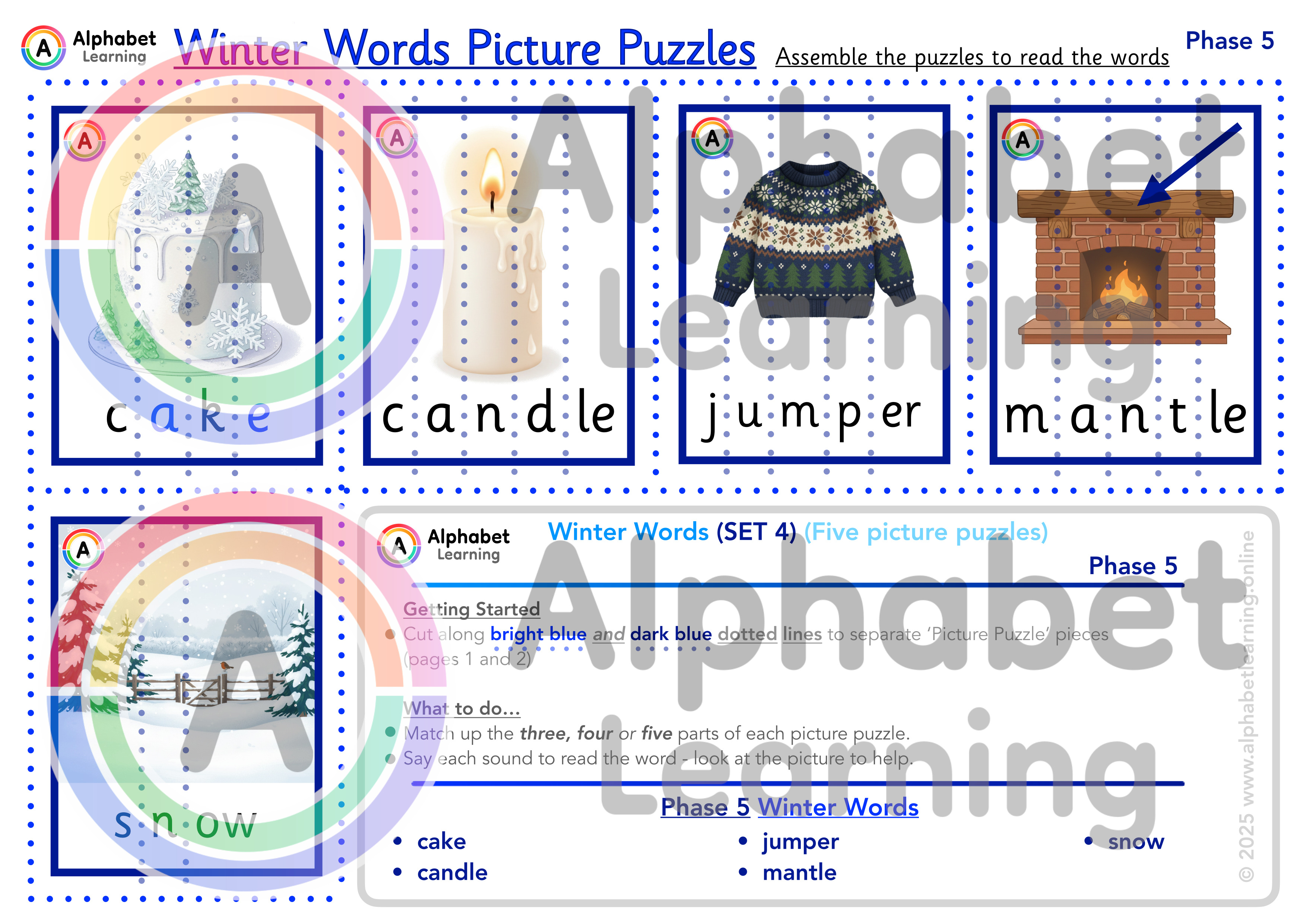 Winter Words Picture Puzzles (Phonics Phases 2 to 5) | Teaching Resources
