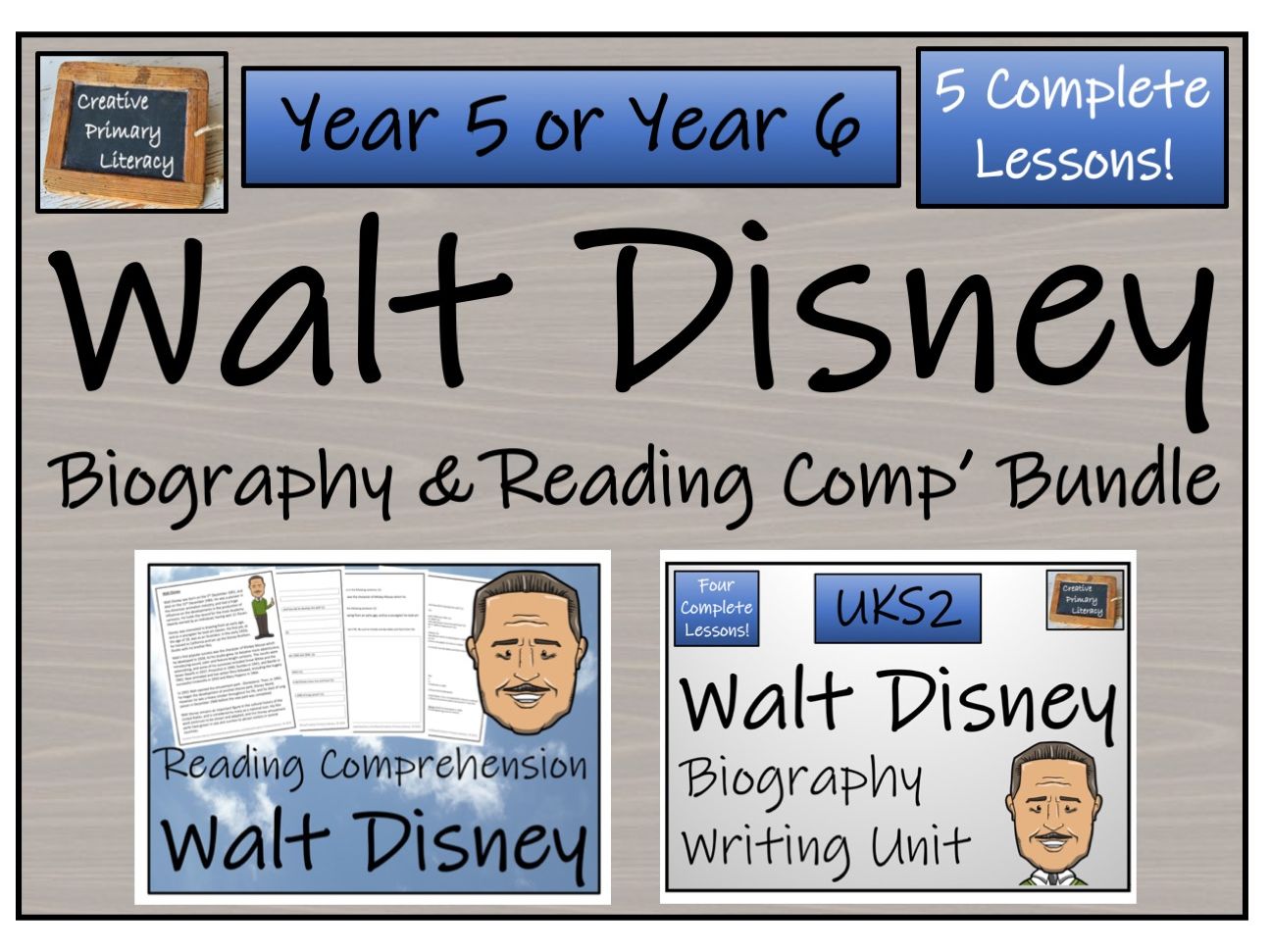 UKS2 Literacy - Walt Disney Reading Comprehension & Biography Bundle ...