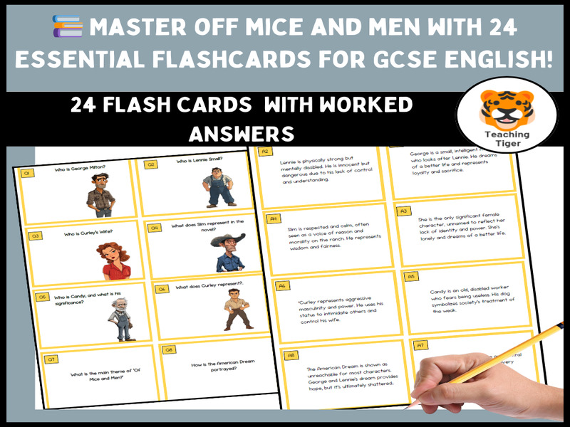 Of Mice and Men GCSE Revision Flashcards | 24 Printable Cards on Themes ...