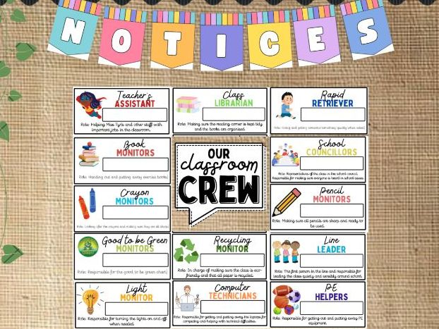 "Class Crew" Jobs Display for Classroom | Teaching Resources