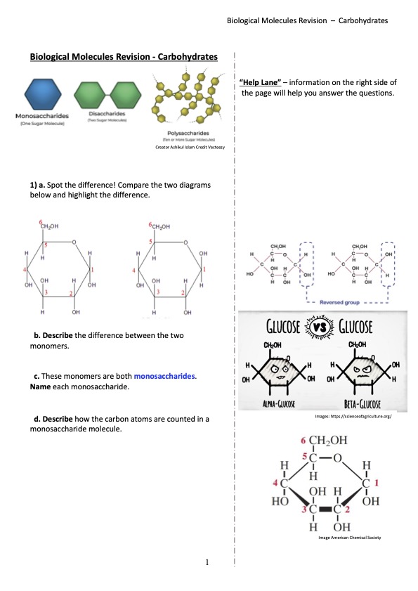 Biological Molecules Carbohydrates Monosaccharides, Disaccharides ...