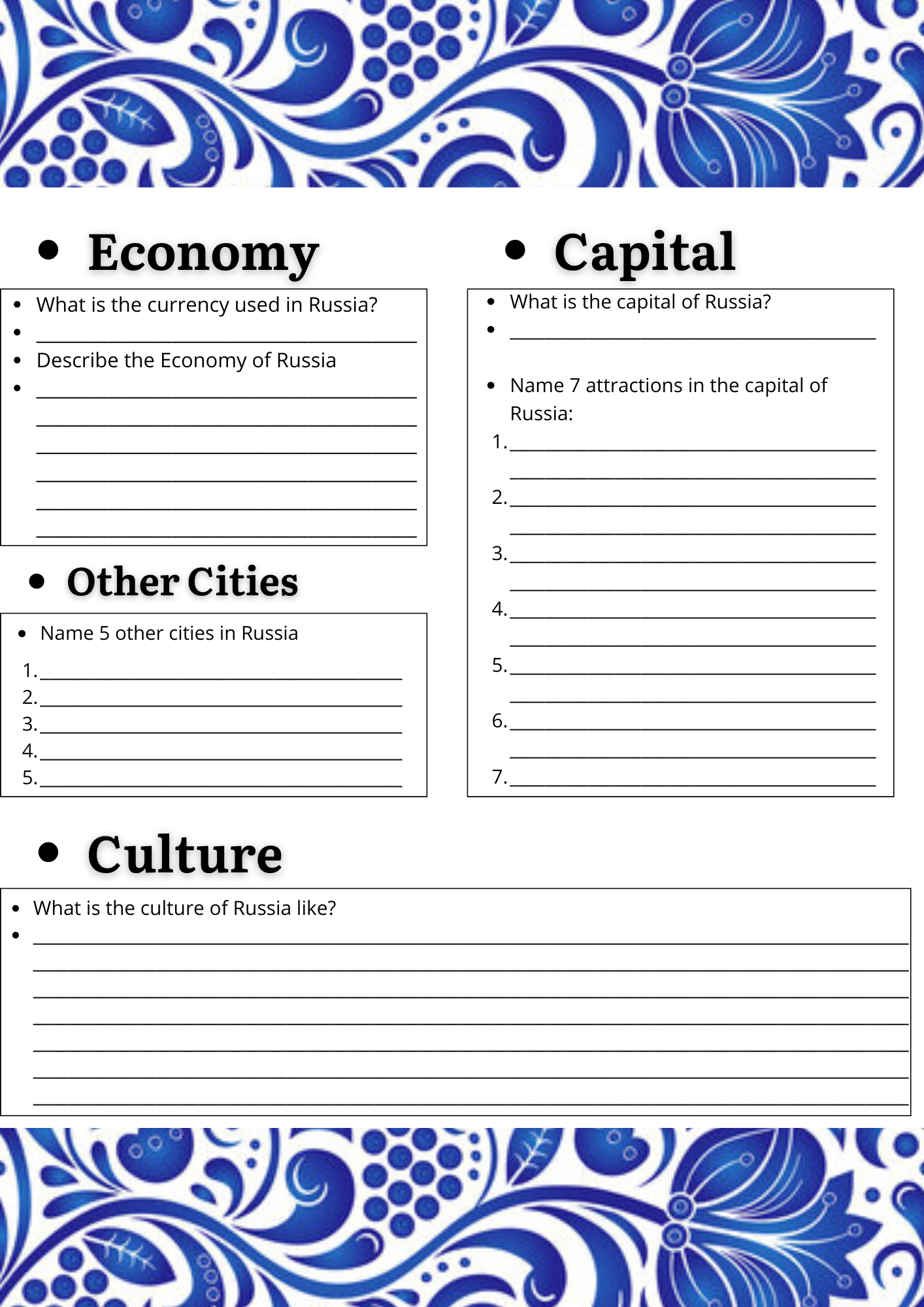 Country Study Research Project - Russia - Social Studies Report ...