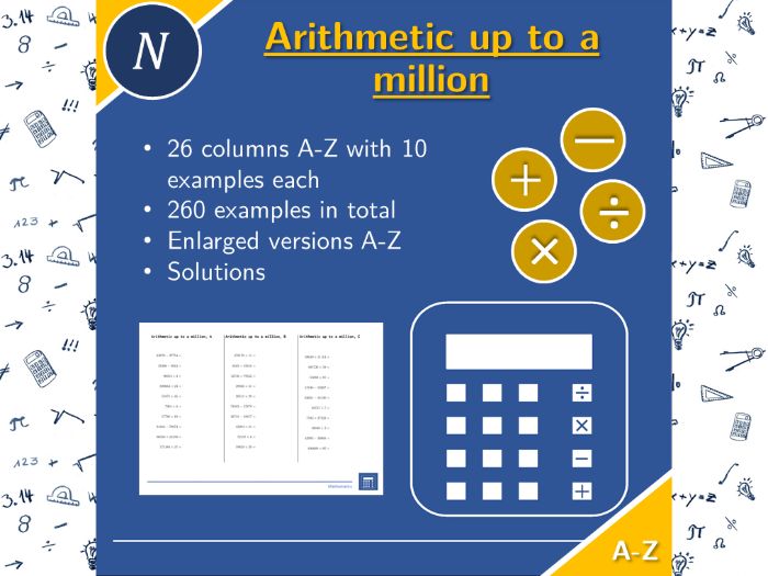Arithmetic up to a million | math | 26 columns | Teaching Resources