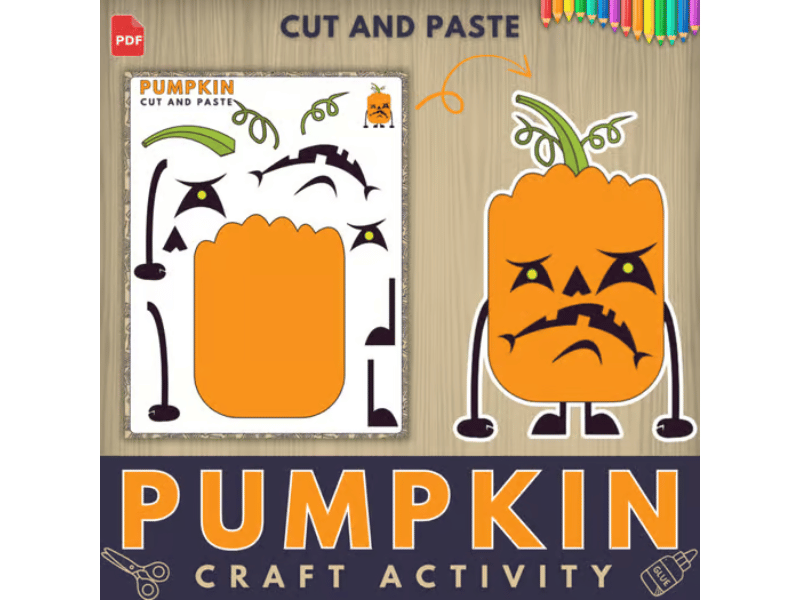 Sad Pumpkin Craft –Halloween, Fall, Color, Cut & Paste Jack-o’-Lantern ...