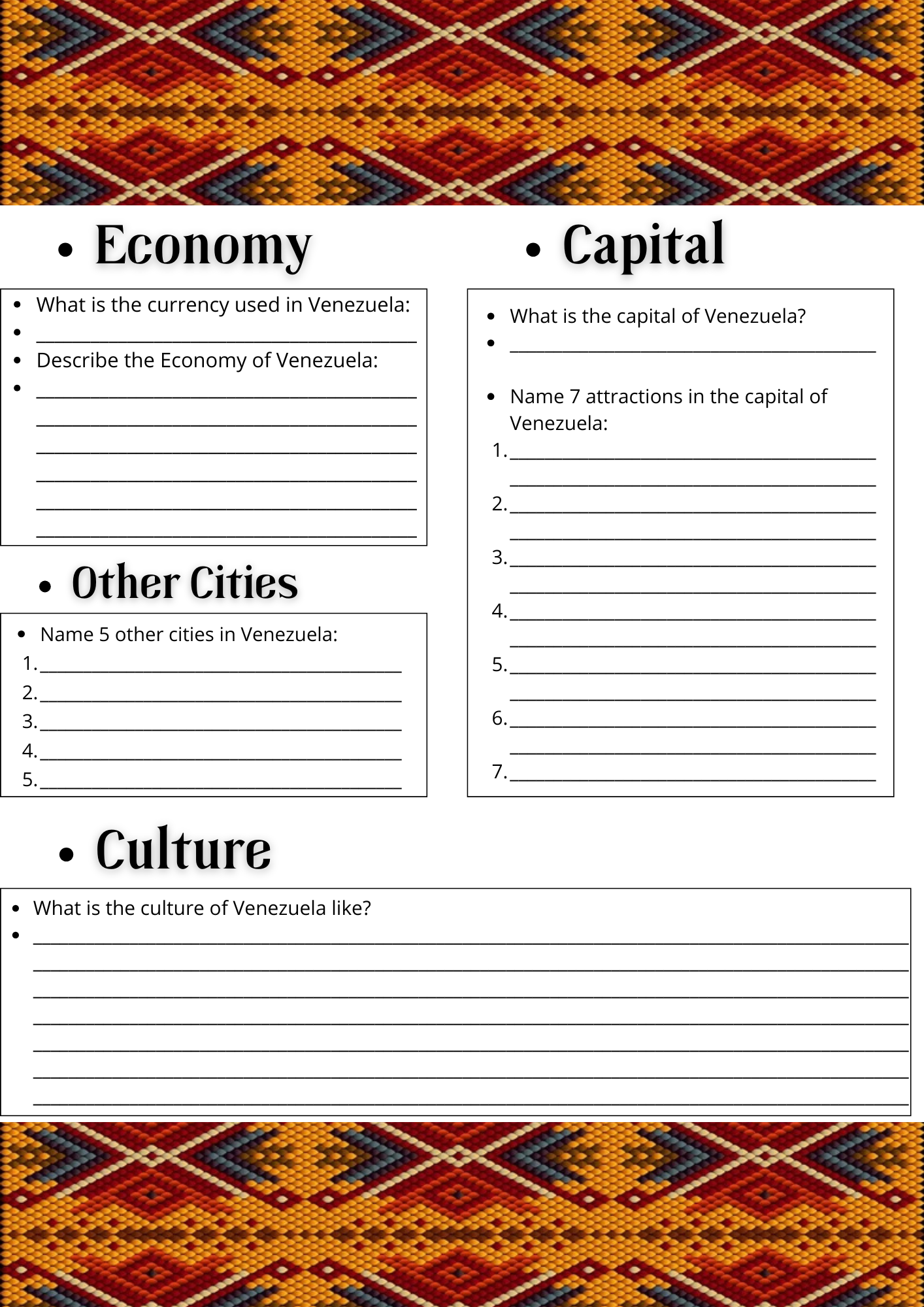 Country Study Research Project - Venezuela - Social Studies - South ...