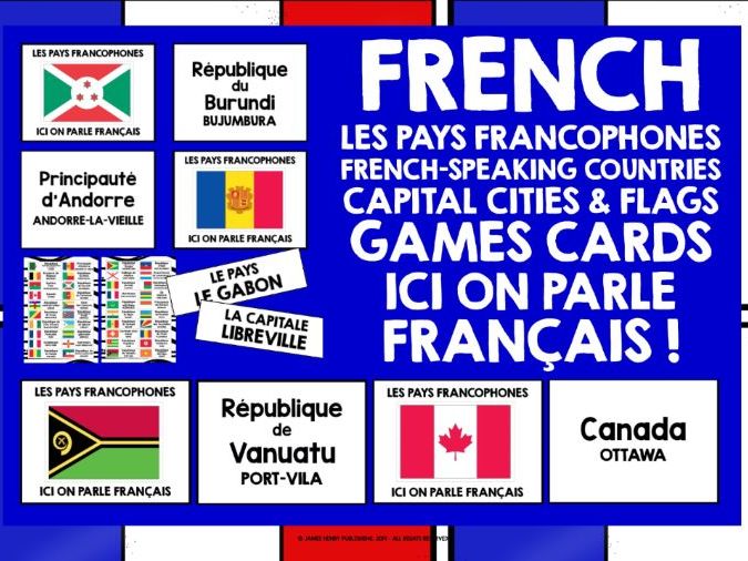 FRENCH-SPEAKING COUNTRIES CAPITALS FLAGS CARDS | Teaching Resources