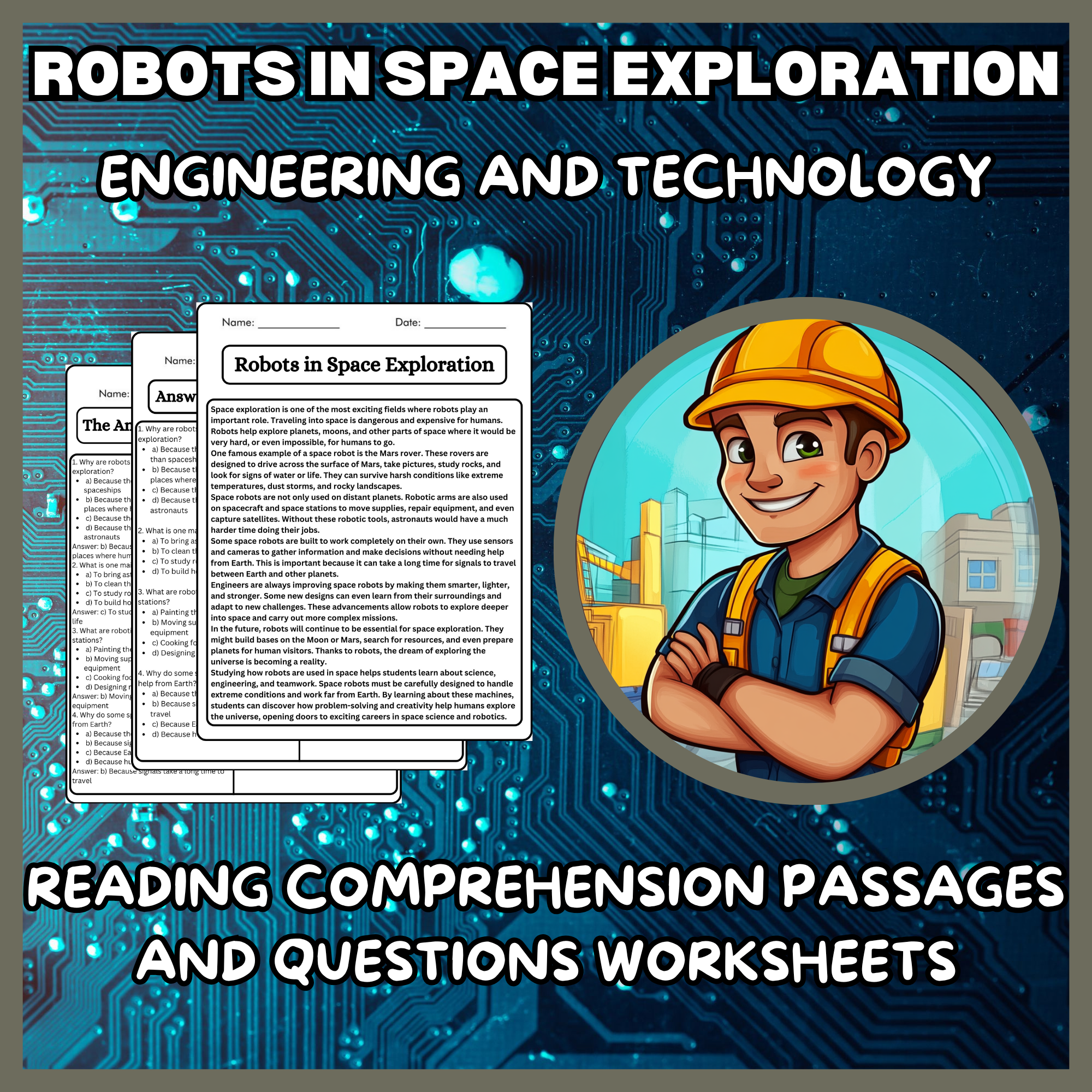 Robots in Space Exploration Reading Comprehension Passages & Questions ...