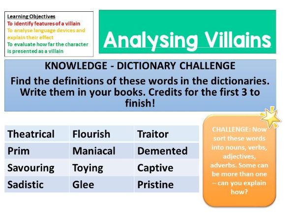 Creating A Description Of A Villain Character Teaching Resources