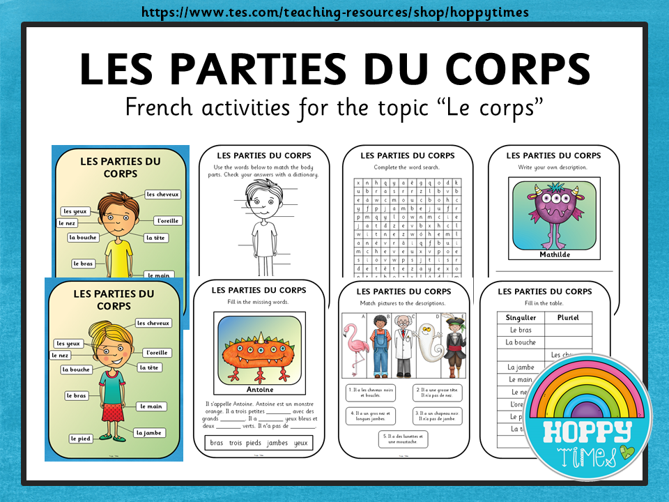 FRENCH PARTS OF BODY Teaching Resources