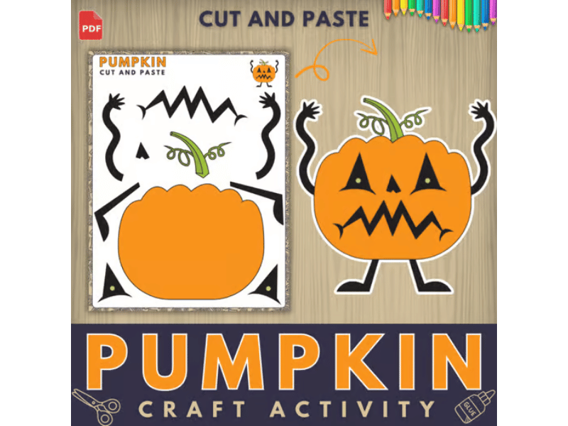 Scary Pumpkin Craft – Halloween, Fall, Cut & Paste Jack-o’-Lantern ...