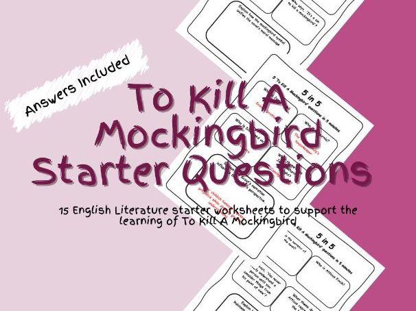 English Literature To Kill A Mockingbird Starter Questions Worksheets ...