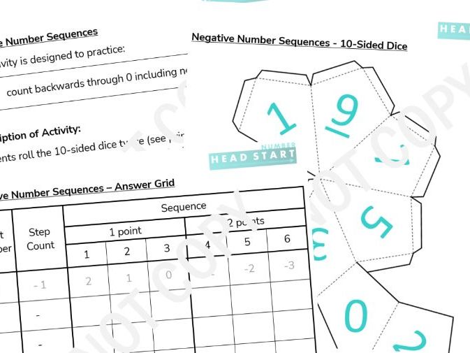 Head Start Negative Number Sequences | Teaching Resources