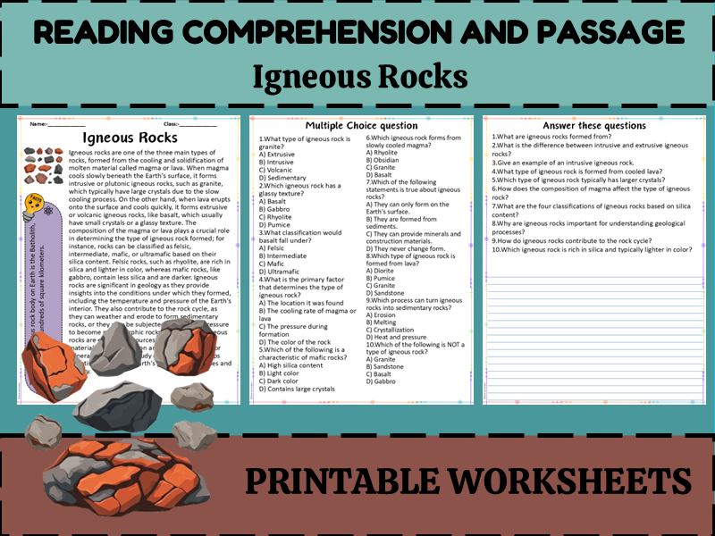 Exploring Igneous Rocks: Engaging Reading Passage and Quiz Questions ...