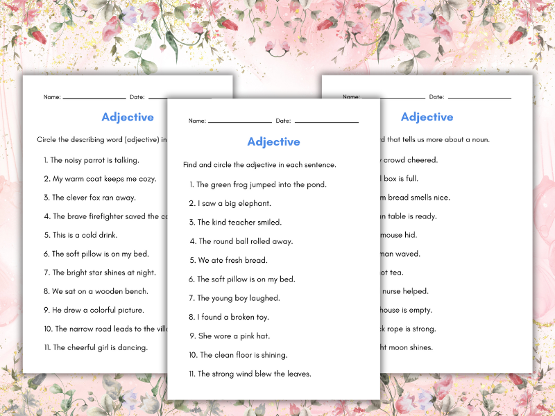 Circle the adjective with answers worksheet for grade 1 | Teaching ...