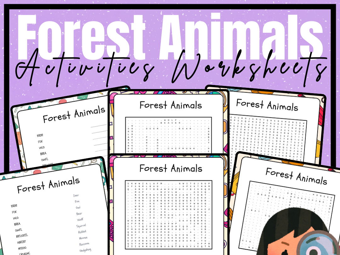 Forest Animals - Word Search, Scramble & Reverse Search Fun! No Prep ...