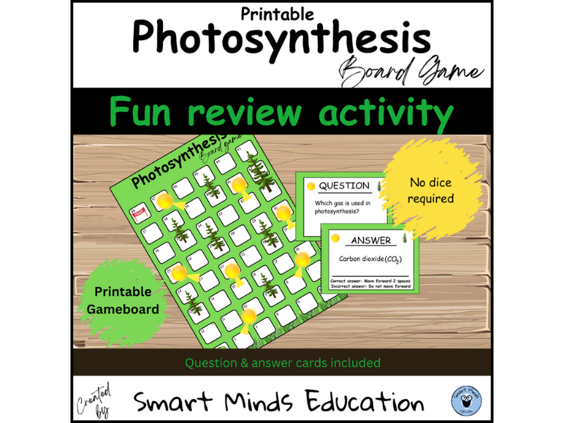 PHOTOSYNTHESIS REVIEW ACTIVITY BOARD GAME *PRINTABLE* | Teaching Resources