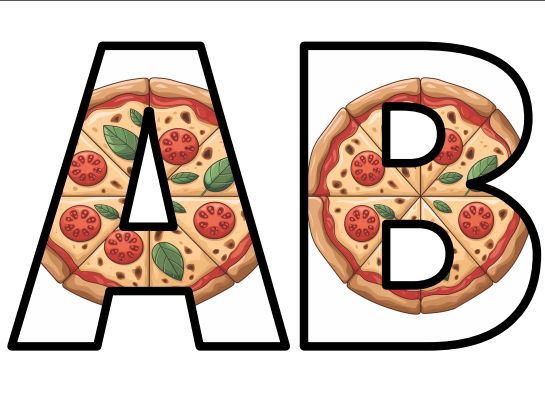 Math Pizza Fractions Slices Lettering Set Display Title Letters Numbers ...