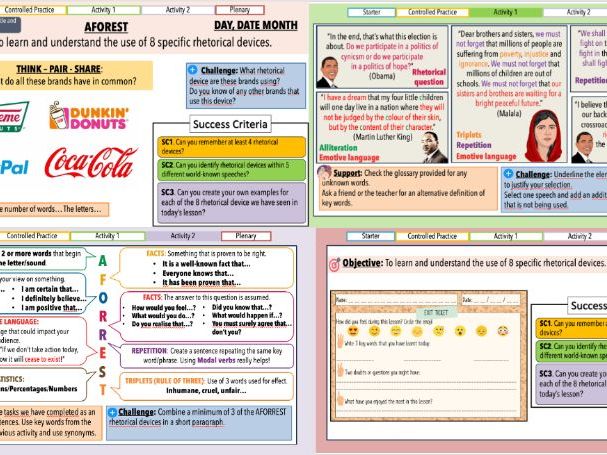 KS3 ENGLISH - Rhetorical Devices - AFOREST | Teaching Resources