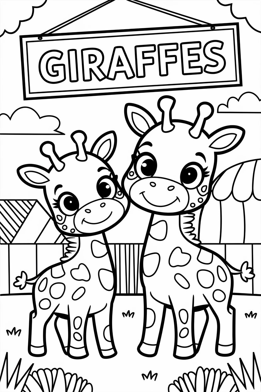 20+ Cute Zoo Animal Coloring Pages A4 Printable Coloring Activity ...